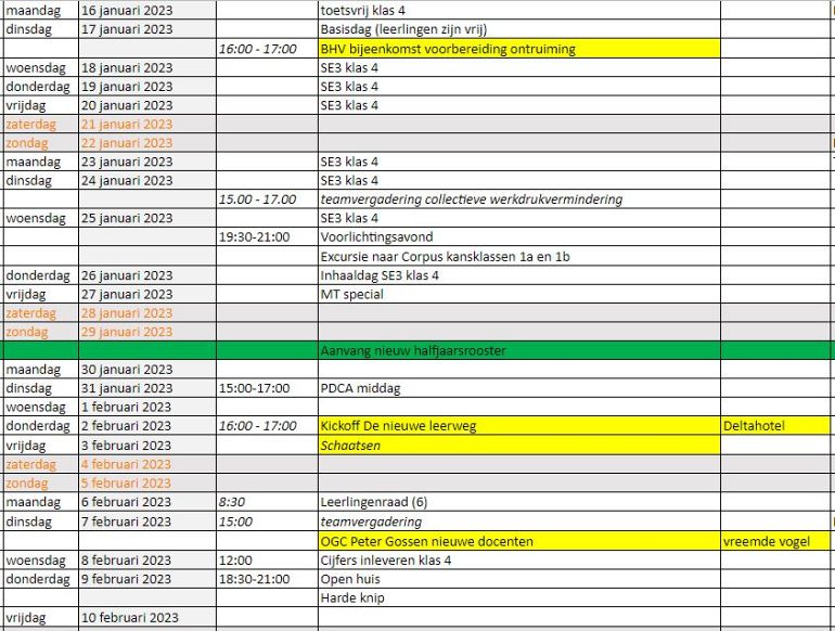 Een jaarrooster staat in principe voor het begin van een schooljaar ...